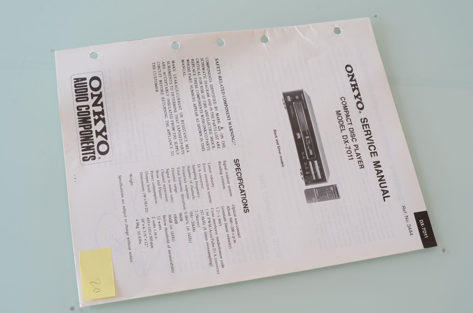 ONKYO DX-7011 SERVICE MANUAL